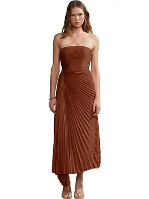 AMUR Everyn Pleated Gown - Pink Clay