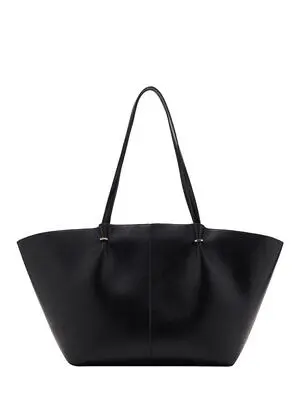 Mango Faux Leather Shopper Bag - Black