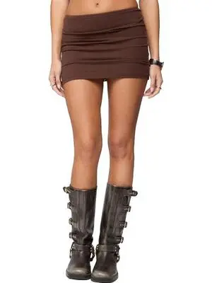 EDIKTED Low Rise Mini Skirt - Brown