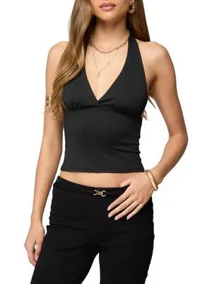 EDIKTED Fitted Halter Top - Black