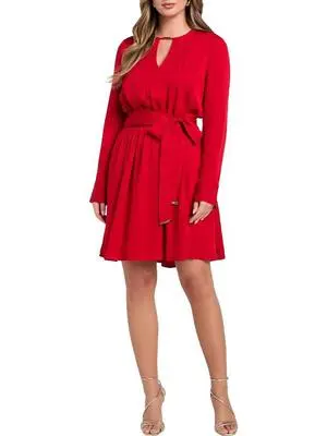 MARCIANO Anita Pleated Long Sleeve Dress - Samba Red Vibes
