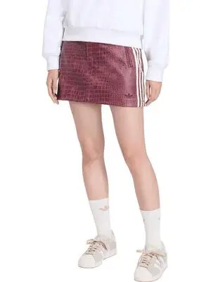 ADIDAS ORIGINALS Croc Embossed Faux Leather Miniskirt - Maroon