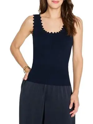 NIC+ZOE Scallop Trim Sweater Tank - Dark Indigo
