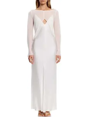 Significant Other Eevie Long Sleeve Satin Maxi Dress - Ivory