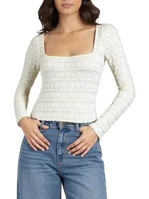 ALL IN FAVOR Lace Stripe Top - Cream