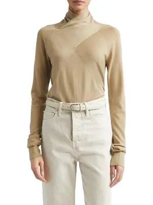 TOTEME Merino Wool Crossover Sweater - Desert