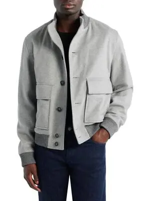 BOSS Wool & Cashmere Melton Jacket - Silver