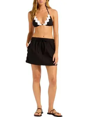 Seafolly Cotton-linen Blend Miniskirt - Black