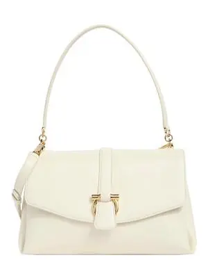 FERRAGAMO Medium Leather Top Handle Bag - Mascarpone