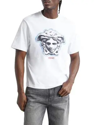 Versace La Greca Medusa Cotton Jersey Graphic T-shirt - Optical White