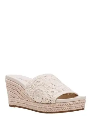 Anne Klein Espadrille Platform Slide Sandal - Creme Crochet