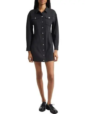 Cinq À Sept Nolwenn Long Sleeve Mini Shirtdress - Black