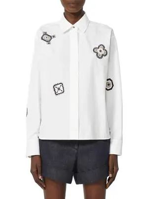 Max Mara Shock Embroidered Button-up Shirt - Optical White