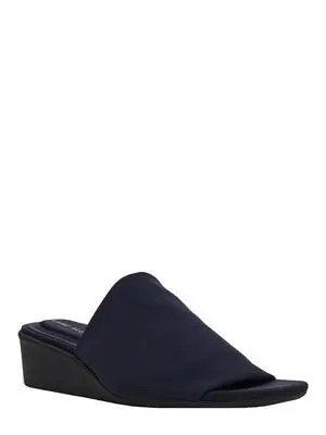 Anne Klein Wedge Slide Sandal - Navy Stretch