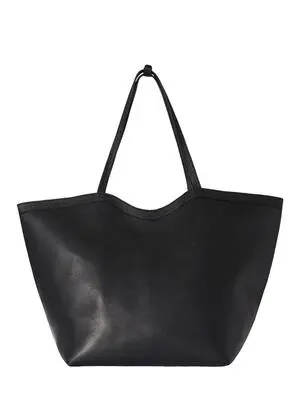 THE ROW Xl Stitched Park Tote Bag - Black / Black