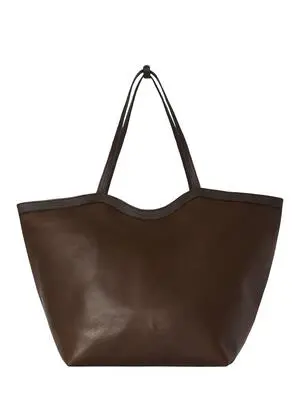THE ROW Xl Stitched Park Tote Bag - Deep Brown / Deep Brown