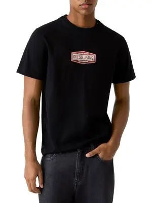 Guess Trademark Regular Fit Cotton Graphic T-shirt - Black-dark