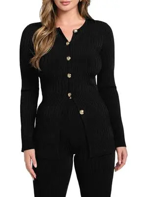 MARCIANO Janet Ribbed Cardigan - Jet Black A996