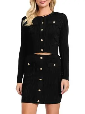 MARCIANO Janet Ribbed Cardigan - Jet Black