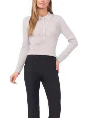 Ted Baker London Jalia Rib Polo Sweater - Pearl Heather