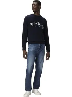 Missoni Crew Neck Sweater With Zigzag Detail - Blue