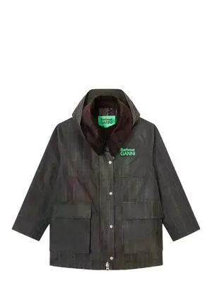 GANNI X Barbour Corduroy-collar Coat - Green