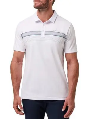 Travis Mathew Perfect View Chest Stripe Cotton Blend Piqué Polo - White