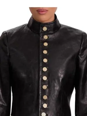 Alice + Olivia Emerson Vegan Leather Jacket - Black