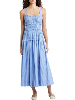 DÔEN Marianne Stripe Organic Cotton Midi Dress Deauville Stripe