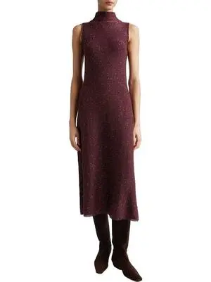 Altuzarra Marian Sleeveless Shimmer Sweater Dress - Maroon