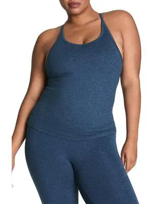 Spanx Softstretch Rib Shelf Bra Performance Tank - Heather Timeless Navy