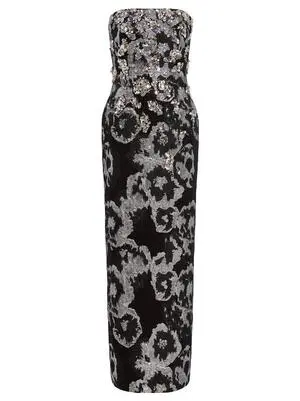 Jenny Packham Jasmine Floral-jacquard Maxi Dress - Liquorice