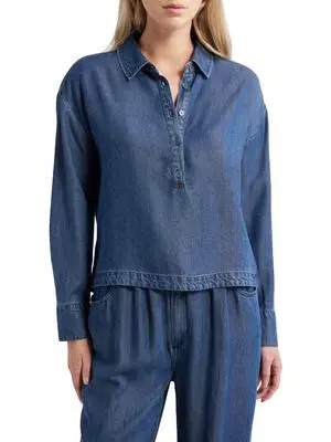 CLOTH & STONE Half Placket Denim Popover Top - Horizon Wash