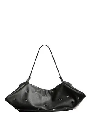 Altuzarra Origami Grommet Studded Leather Bag - 381001 Black/silver