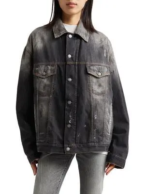Acne Studios Robert Trafalgar Distressed Denim Jacket - Black