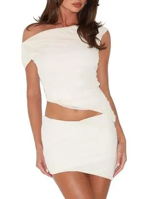TIGER MIST Cobi Shimmer One-shoulder Crop Top - White