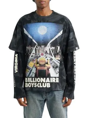 BILLIONAIRE BOYS CLUB Arrivals Layered Cotton Graphic T-shirt - Black