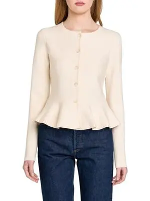 WAYF Peplum Cardigan - Cream