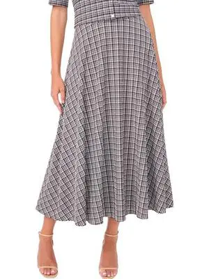 Vince Camuto Plaid Full Maxi Skirt - Rich Black
