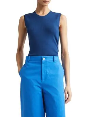 Partow Bowery Sleeveless Silk-Blend Sweater Aegean Blue