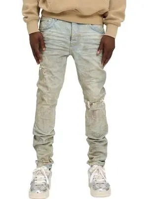 PURPLE BRAND Mud Ripped Skinny Jeans - Tan