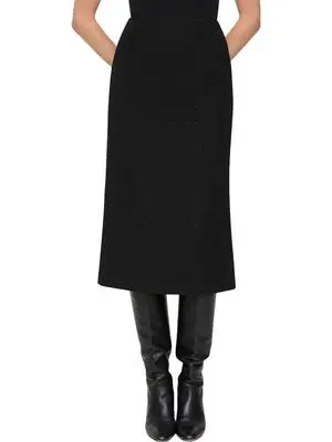 Lafayette 148 New York Crystal-embellished Wool & Silk Pencil Skirt - Black