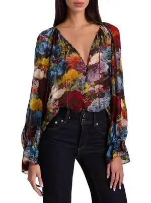 Alice + Olivia Josephine Floral Georgette Top - Flourish Sm