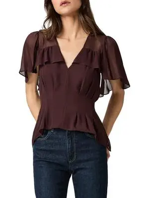 Paige Willa Ruffle Chiffon Top - Aubergine