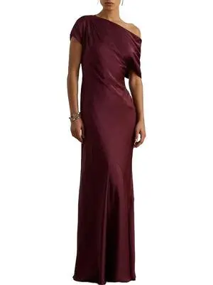 Ralph Lauren Satin Off-the-shoulder Gown - Dark Garnet