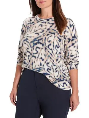 NIC+ZOE Printed Pullover Sweater - Indigo Multi