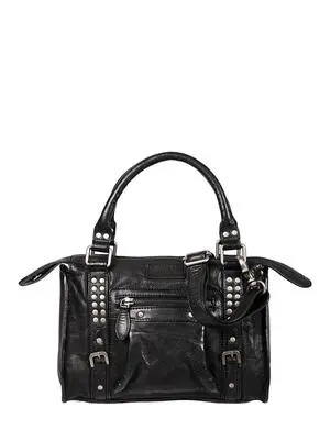 ROAN Visual Leather Satchel Black Flame Tml