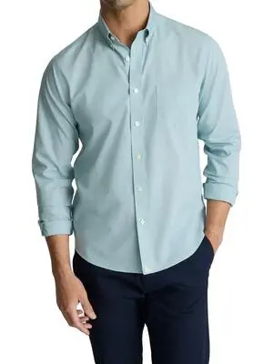 UNTUCKIT Cadteto Microcheck Wrinkle Free Cotton Button-down Shirt - Green