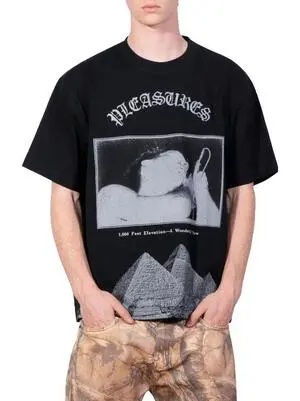 PLEASURES Elevation Heavyweight Cotton Graphic T-shirt - Black