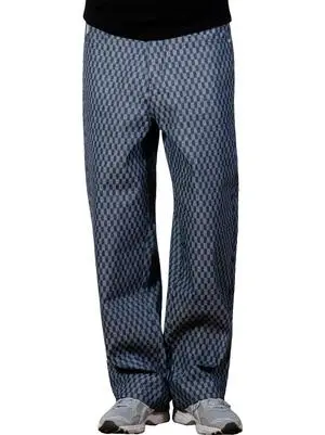 PLEASURES Formula Check Baggy Wide Leg Jeans - Indigo Checker